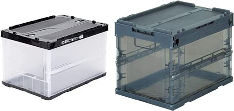 Amazon 【 Jp限定】trusco トラスコ 薄型折りたたみコンテナ モノトーンカラー 50l ロックフタ付 Tr C50b A Mono And 折りたたみコンテナ