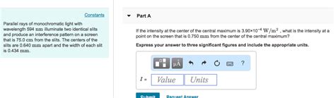 Solved Constants PartA Parallel Rays Of Monochromatic Light Chegg Com
