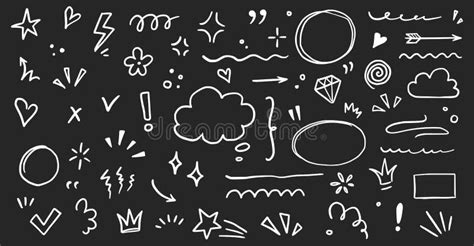 Sketch Underline Emphasis Arrow Shape Set Hand Drawn Brush Stroke Highlight Speech Bubble