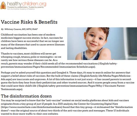 Factsheet Vaccine Risks And Benefits Vaccine Resource Hub