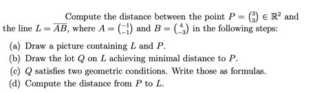 Solved Compute The Distance Between The Point P 3 Chegg Com