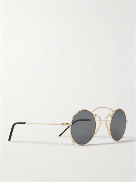Gucci Eyewear Round Frame Gold Tone Sunglasses Gucci