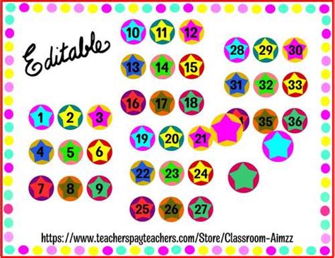 Small Colorful Number Labels From 1 To 36 Editable Number Label
