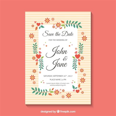 꽃 웨딩 카드 무료 벡터