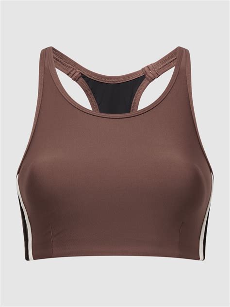 Reiss The Upside Racerback Sports Bra In Brown Reiss