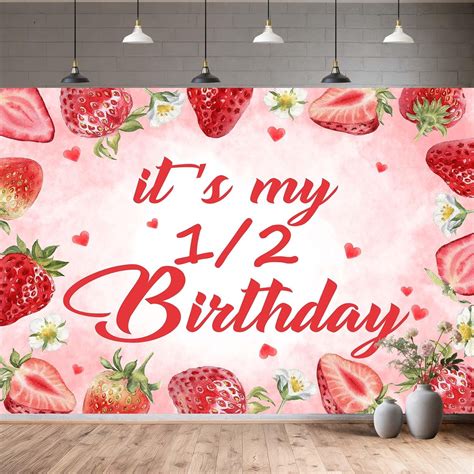 6 Months Birthday Decorations Photo Backdrop Photography Background For Girls Strawberry Its
