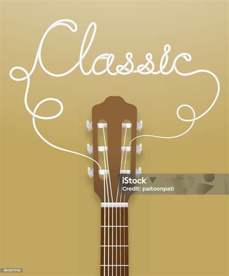 기타 문자열 그림 개념 아이디어 빛 갈색 그라데이션 배경을 복사 공간 벡터 Eps10에 고립에서 만든 클래식 기타 갈색 색상과 클래식 텍스트 갈색에 대한 스톡 벡터 아트 및