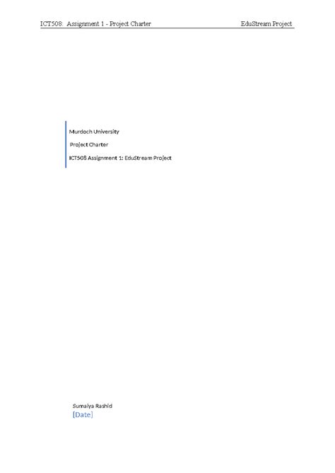 Assignment 1 Pc Template Murdoch University Project Charter Ict508 Assignment 1 Edustream