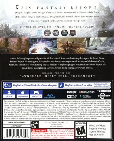 The Elder Scrolls V Skyrim Vr 2017 Box Cover Art Mobygames