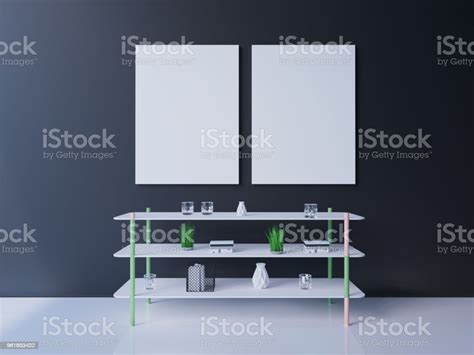 빈 프레임 및 방에 있는 식물 인테리어 포스터 모형 3d 렌더링입니다 일러스트 레이 션 0명에 대한 스톡 사진 및 기타 이미지