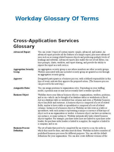 Workday Glossary Of Terms Download Free Pdf Payments Debits And