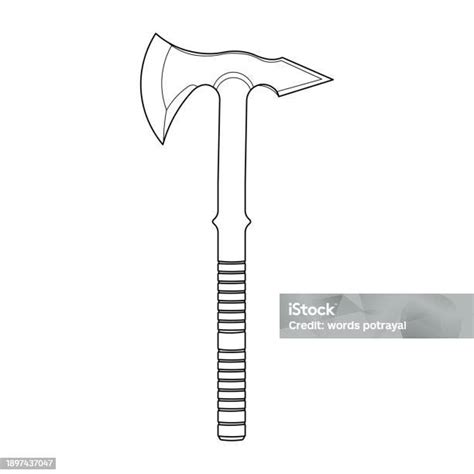 손으로 그린 아이 그림 만화 벡터 일러스트 레이 션 토마 호크 아이콘 흰색 배경에 고립 갈비 스테이크에 대한 스톡 벡터 아트 및