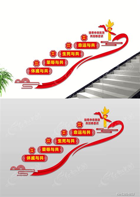 四个与共共同体理念楼梯文化墙图片下载红动中国