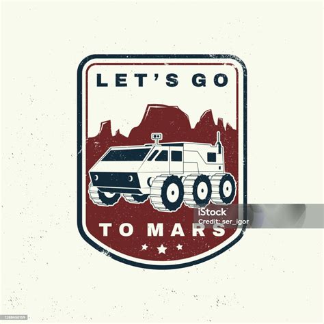 화성 로고 배지 셔츠 T 디자인 인쇄로 이동합니다 벡터 셔츠 인쇄 스탬프 오버레이 또는 템플릿에 대한 개념 화성과 산 실루엣에