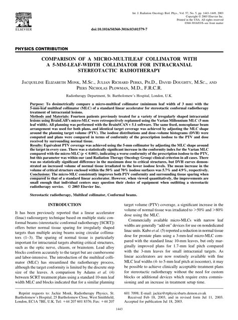 Pdf Comparison Of A Micro Multileaf Collimator With A 5 Mm Leaf Width Collimator For