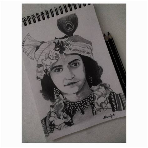Lord Krishna Realistic Pencil Art Portrait Female Sketch Pencil Portrait