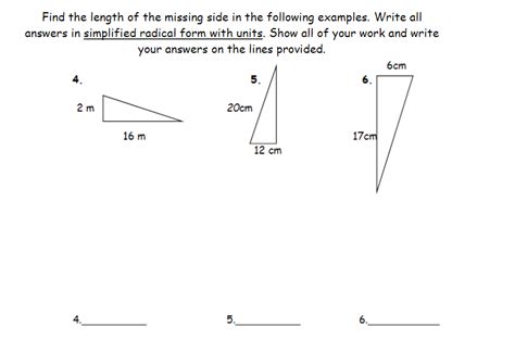 Solved Find The Length Of The Missing Side In The Following Chegg Com
