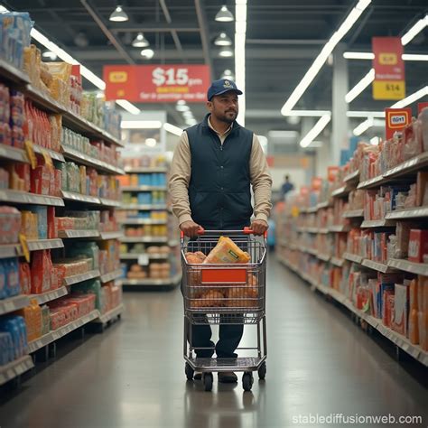 Man Walking Around Store Stable Diffusion Online