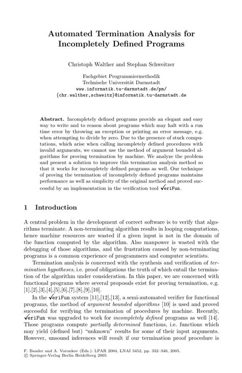 Pdf Automated Termination Analysis For Incompletely Defined Programs
