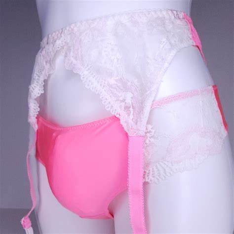Neonlace Allure Pink Sissy Garter Belt Lace Sissy Lingerie For Men
