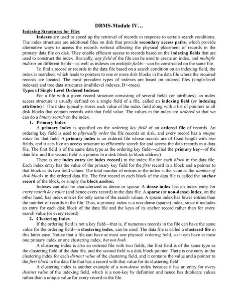 Dbms Module 5 Bbjj Dbms Module Iv Indexing Structures For Files