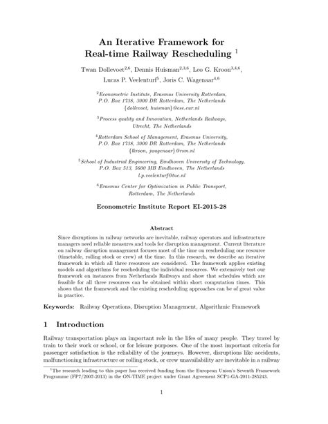 Pdf An Iterative Framework For Real Time Railway Rescheduling