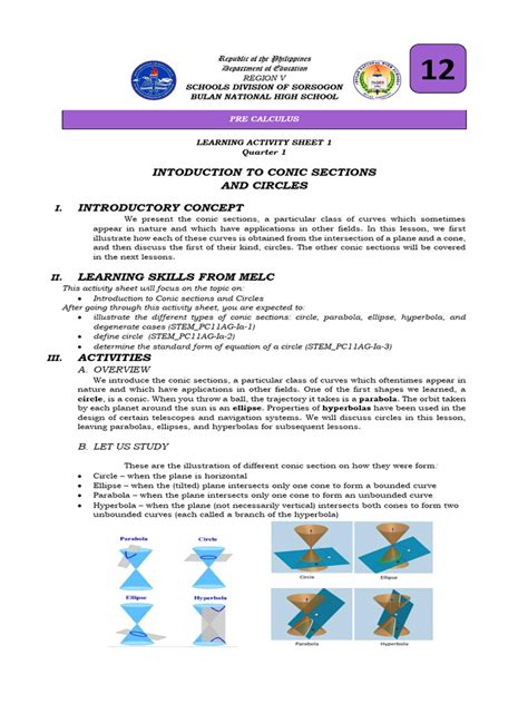 Pre Cal 1 Pdf Ellipse Mathematical Concepts