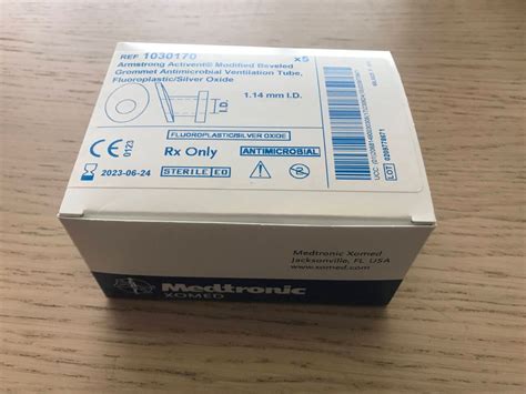 New Medtronic 1030170 Armstrong Activent Modified Beveled Grommet Antimicrobial Ventilation Tube