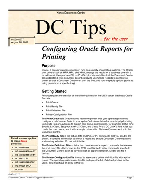 Configuring Oracle Reports For Printing