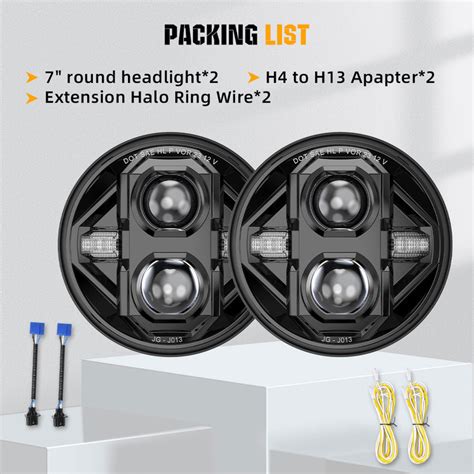 New 7inch Dot Approved Round Led Headlights With Cutoff Line Set 2pcs