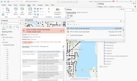 Gtfs To Public Transit Data Model Does Not See Fin Esri Community