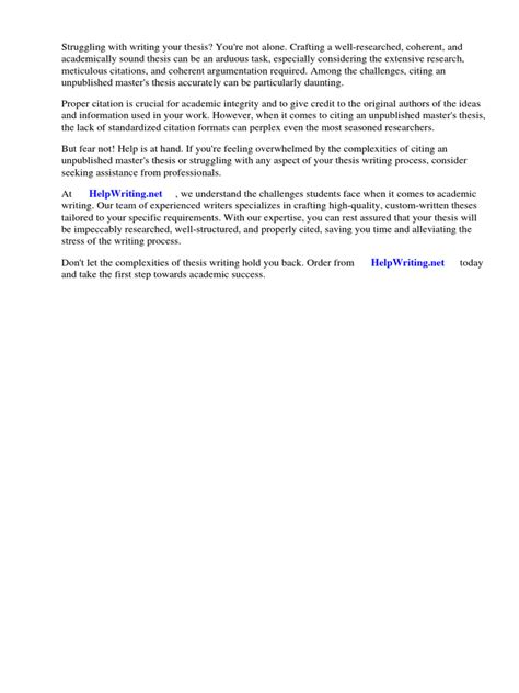 Citing Unpublished Masters Thesis Pdf Apa Style Citation