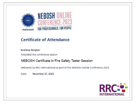 📋nebosh Certificate In Fire Safety 🦺🔥🧯🧑🏾‍🚒 This Nebosh Attendance