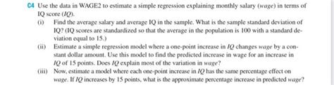solved c4 use the data in wage2 to estimate a simple