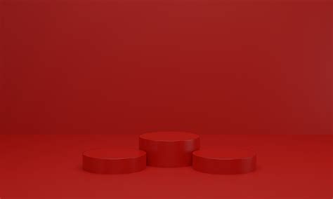 제품을 표시하기위한 빈 빨간색 플랫폼 빨간 스튜디오 룸에서 연단 3d 렌더 0명에 대한 스톡 사진 및 기타 이미지 0명 3차원 형태 공란 Istock