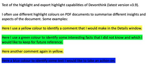 Exporting Highlight Colour Information In Summarise Highlights