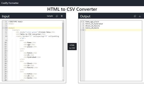 Online HTML To CSV Converter Online HTML To CSV Converter