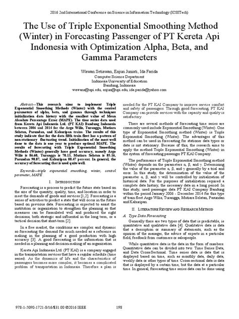 The Use Of Triple Exponential Smoothing Method Pdf Forecasting Stationary Process