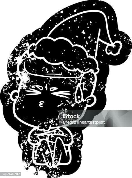 산타 모자를 쓰고 땀을 흘리는 남자의 기발한 만화 고민 아이콘 낙서 드로잉에 대한 스톡 벡터 아트 및 기타 이미지 낙서 드로잉 땀 만화 Istock