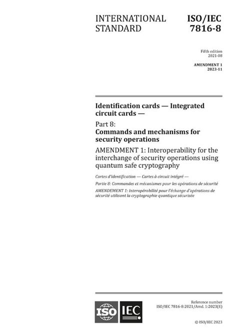 ISO IEC 7816 8 2021 AMD1 2023 IEC Standards VDE Publishing House