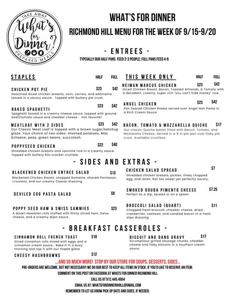 Whats For Dinner Richmond Hill Richmond Hill Menu Reviews 42