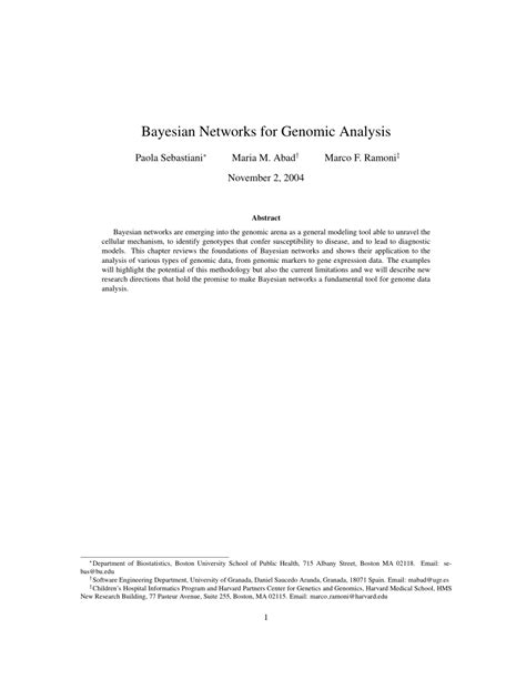Pdf Bayesian Networks For Genomic Analysis