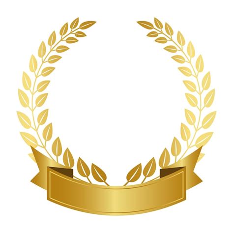 Premium Vector Golden Laurel Wreath With Ribbon