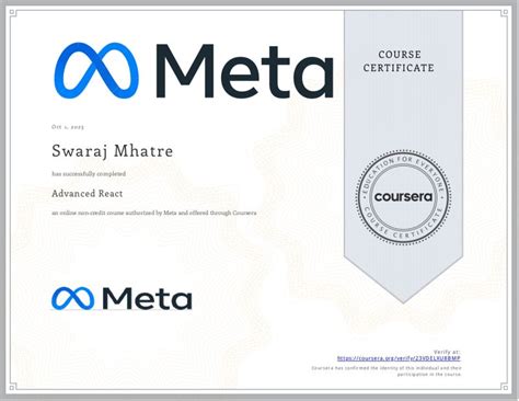 Completed Advanced React Course By Meta🎉 Learned A Lot Swaraj Mhatre Posted On The Topic
