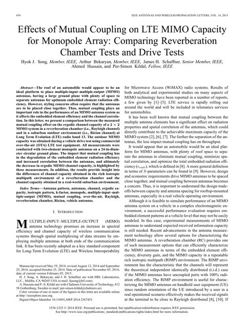Pdf Effects Of Mutual Coupling On Lte Mimo Capacity For Monopole Array Comparing