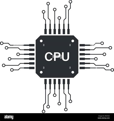 Cpu For Computer And Smartphone Icon In Flat Style Processor Chipset Vector Illustration On