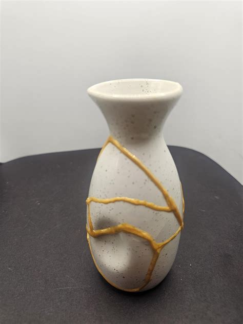 Kintsugi Bottle White And Gold Kintsugi Vase Kintsugi Sake Japanese Wabi Sabi Homemade