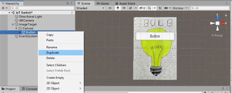 Augmented Reality Based Iot Switch Using Unity And Vuforia Iotedu