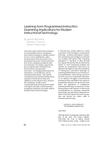 Pdf Learning From Programmed Instruction Examining Implications For Modern Instructional