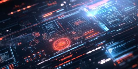 A High Tech 3d Background Displaying A Digital Interface With Rotating
